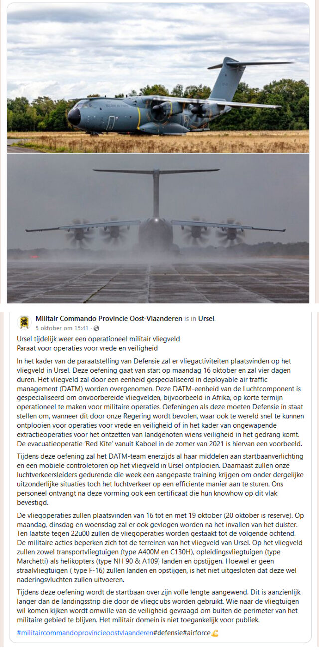Ursel tijdelijk weer een operationeel militair vliegveld - VZW Red De ...